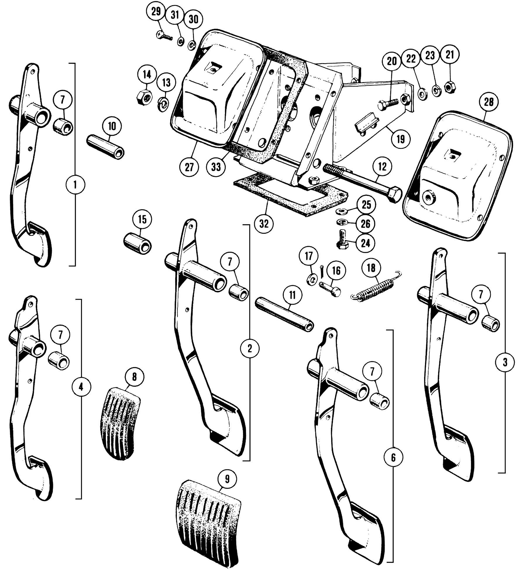 Brake pedals - Maitre-cylindre de frein - Freinage - MGC 1967-1969