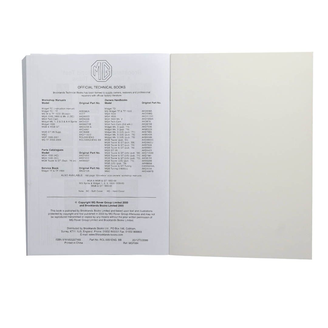 WORKSHOP MANUAL : MGF - MGF-TF 1996-2005