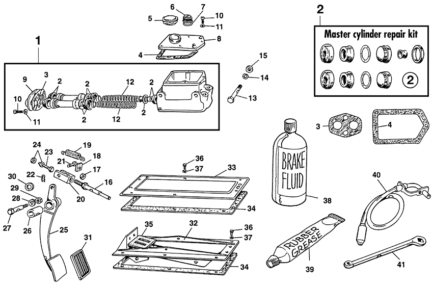 Brake pump & pedals - Master cylinder & servo - Brake system - Austin ...