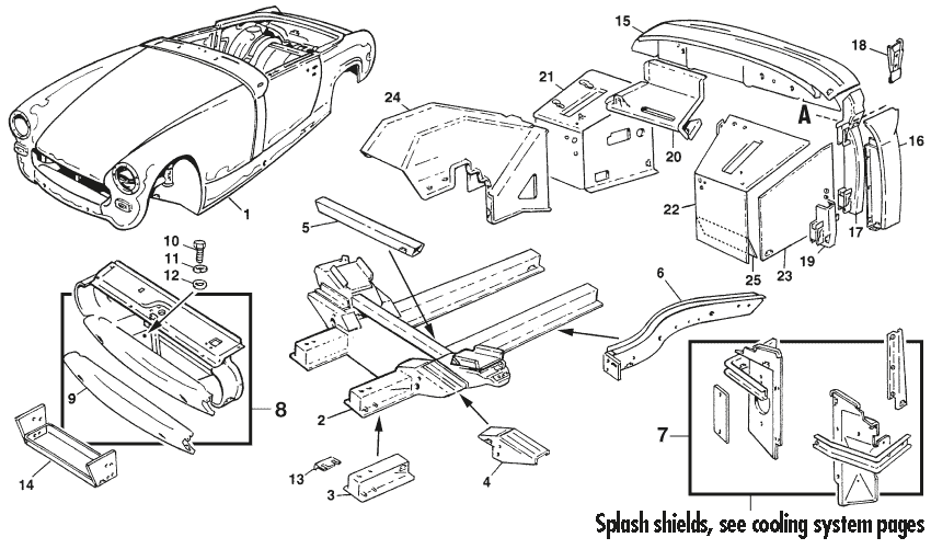 Body & front end - Chassis & fixings - Body & Chassis - MG Midget 1964-80