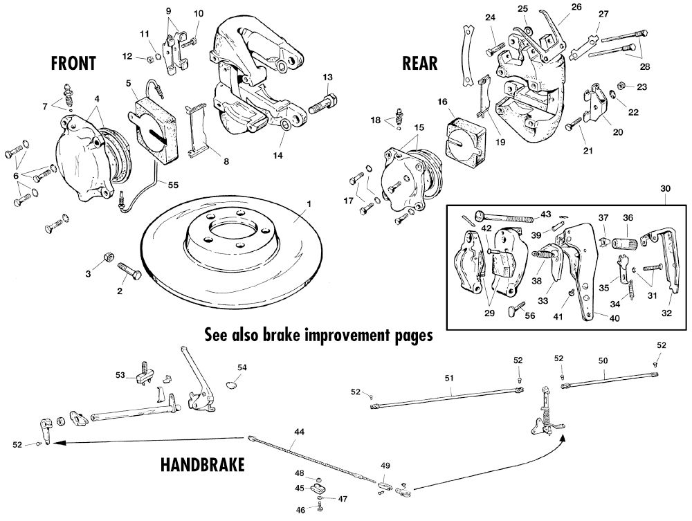 Brakes - Brakes front & rear - Brake system - Jaguar MKII, 240-340 ...