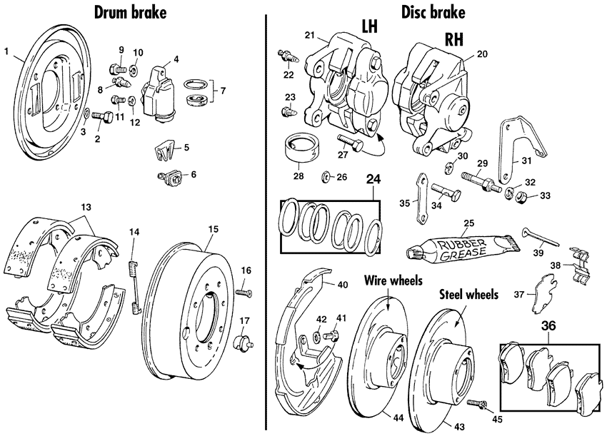 Front brakes - Brakes front & rear - Brake system - Austin-Healey ...
