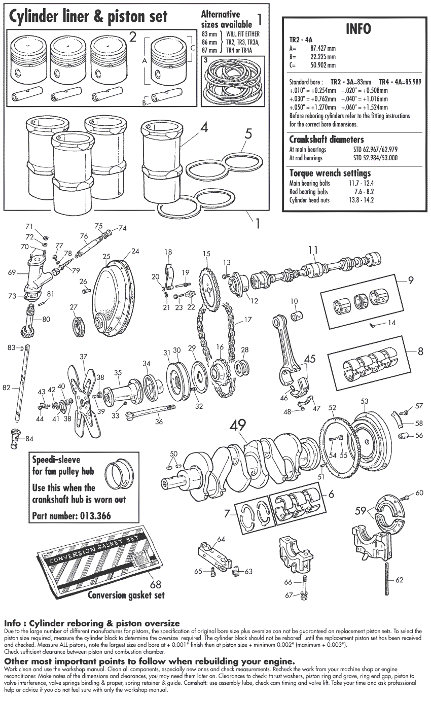 Pistons & bearings - Internal engine - Engine - Triumph TR2-3-3A-4-4A ...