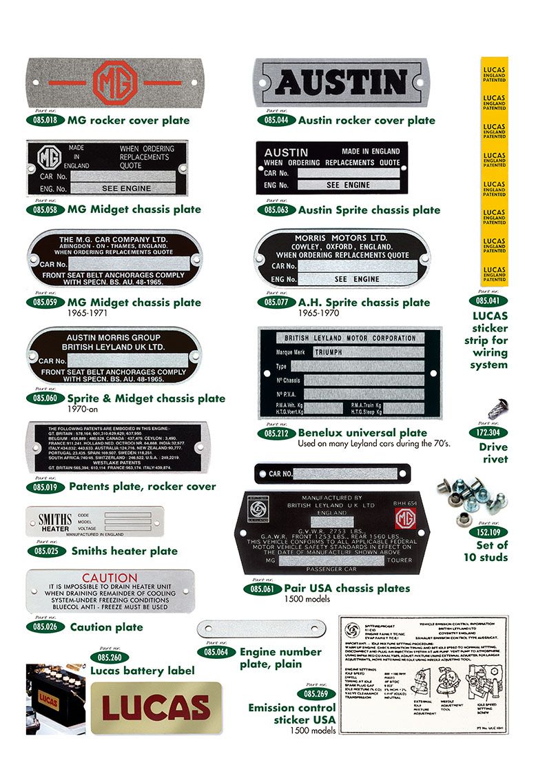 Identification plates | Austin-Healey Sprite 1958-1964