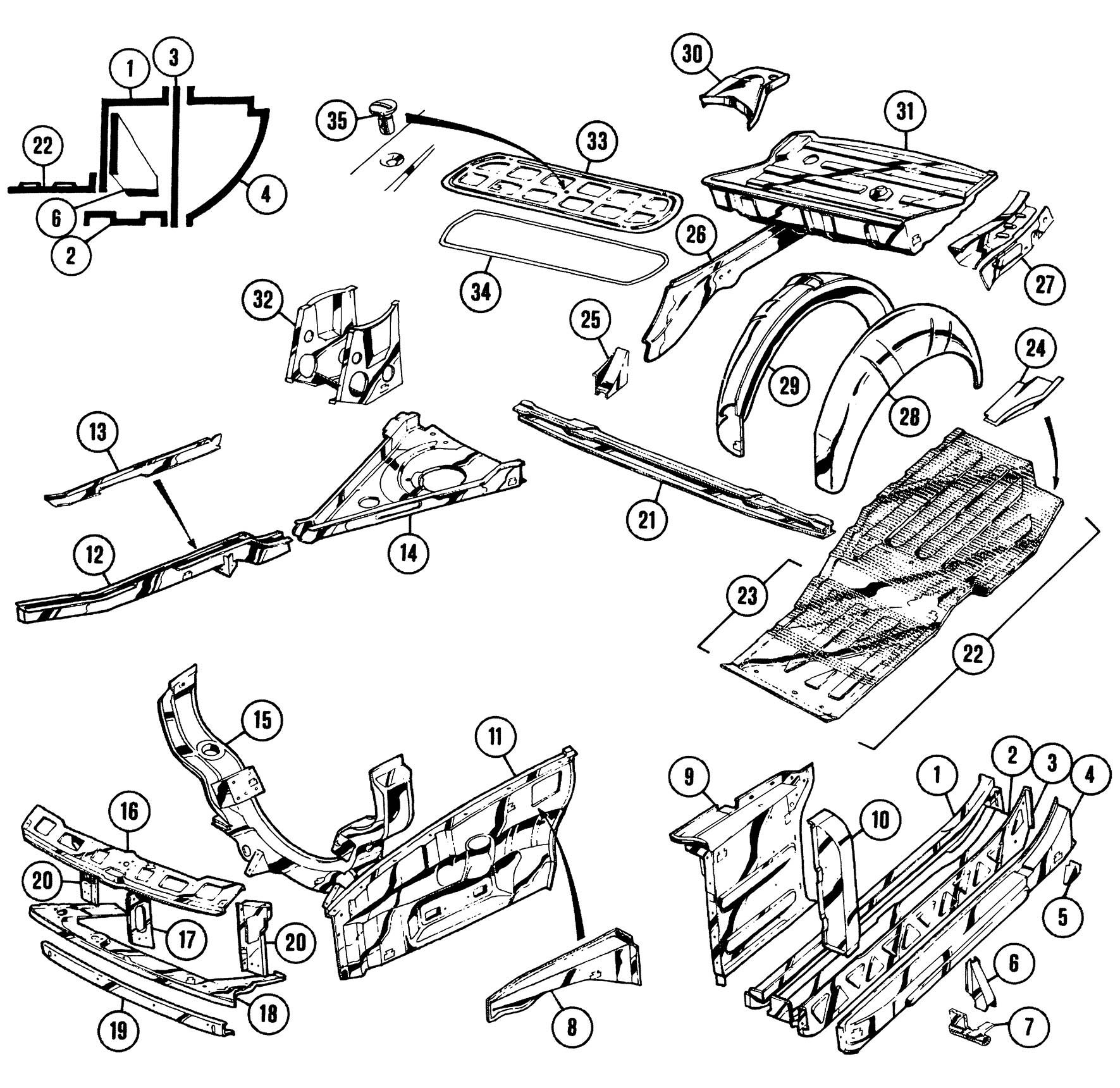 Inner body panels - Internal panels - Body & Chassis - MGC 1967-1969