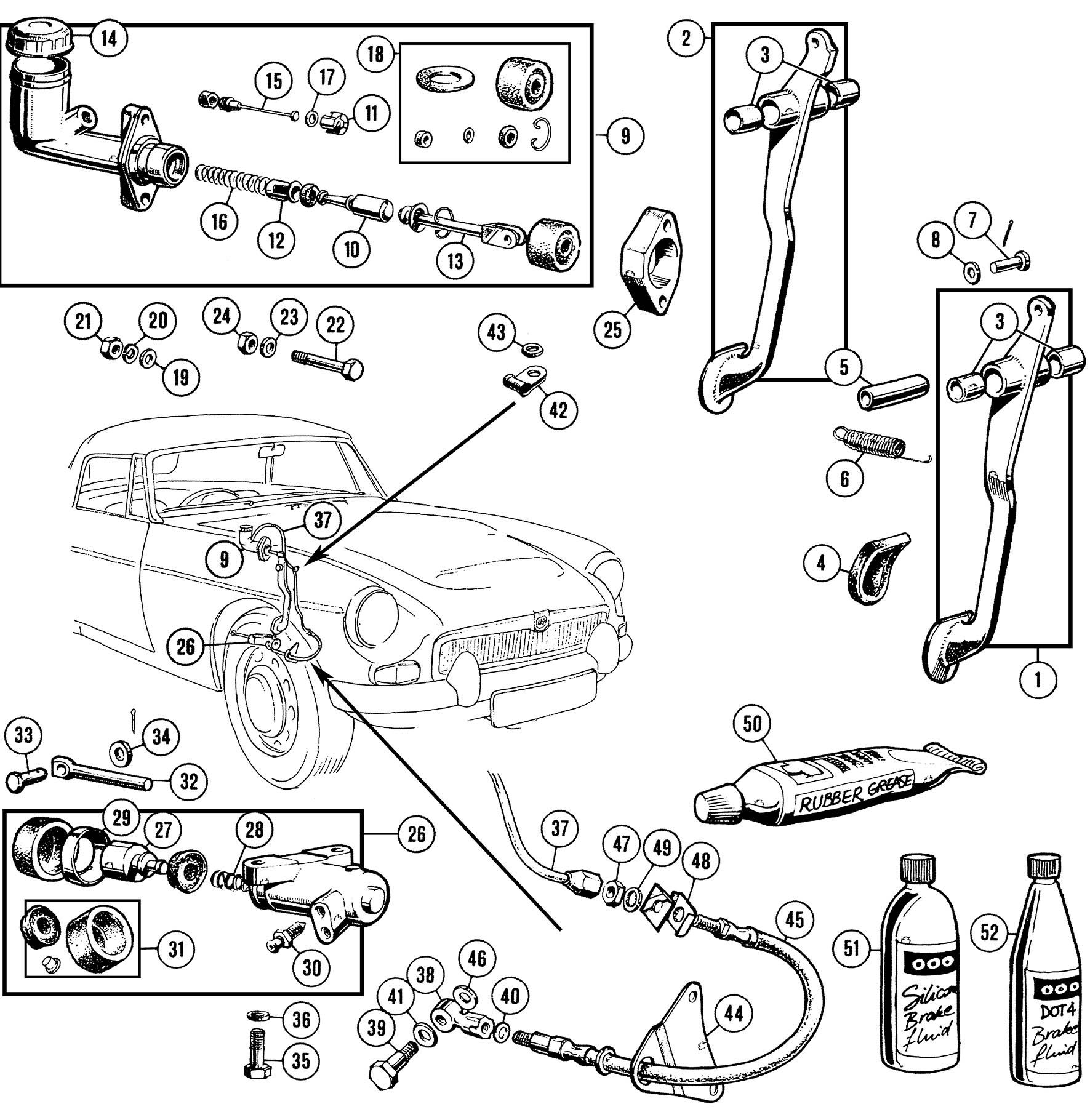 Clutch & hydraulics - Embrayage - Transmission - MGC 1967-1969