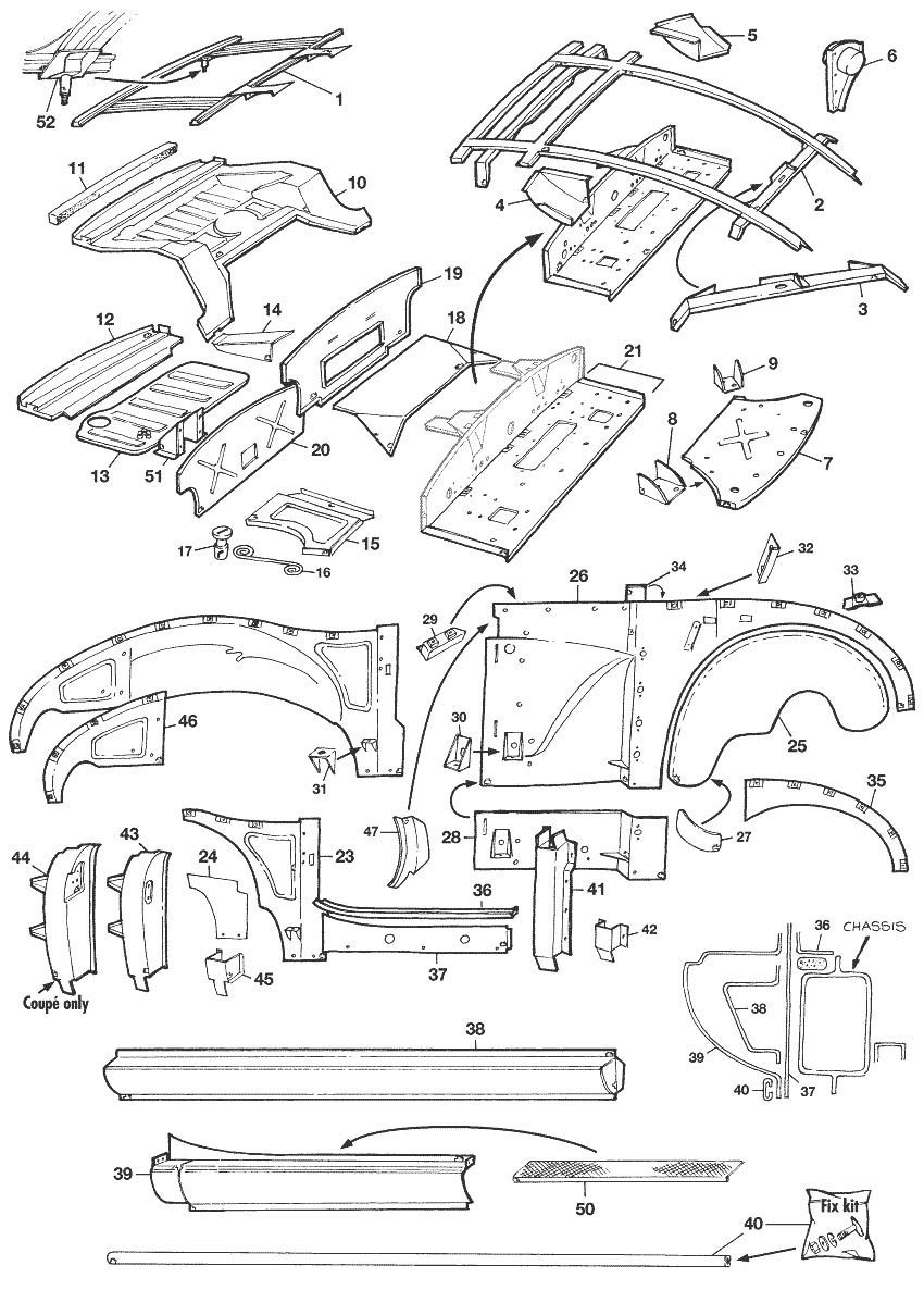 Internal body parts - Internal panels - Body & Chassis - MGA 1955-1962