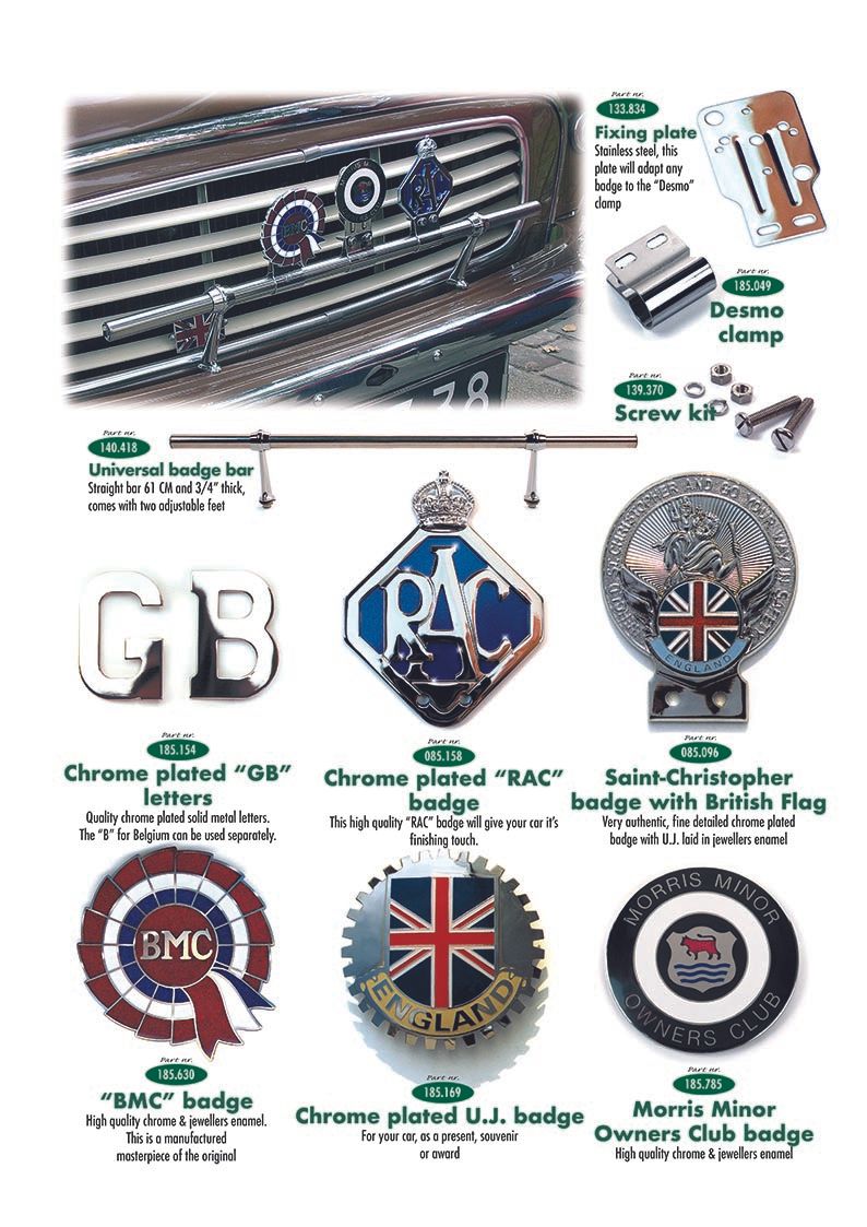 Morris Minor 1956-1971 - Badge, decals & emblems