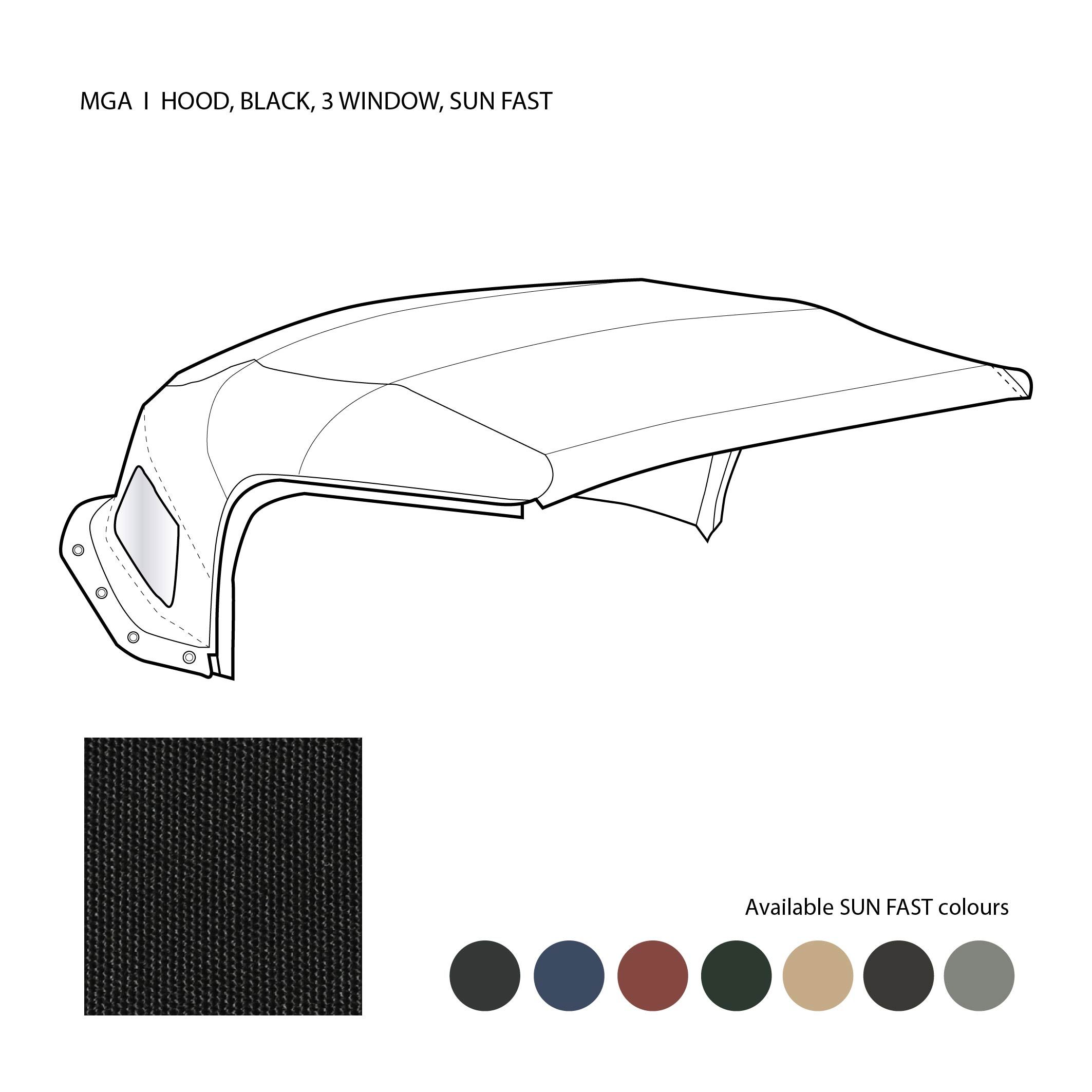 HOOD COMPLETE, PLASTIC WINDOW, 3 WINDOW TYPE, SUN FAST, BLACK / MGA ...