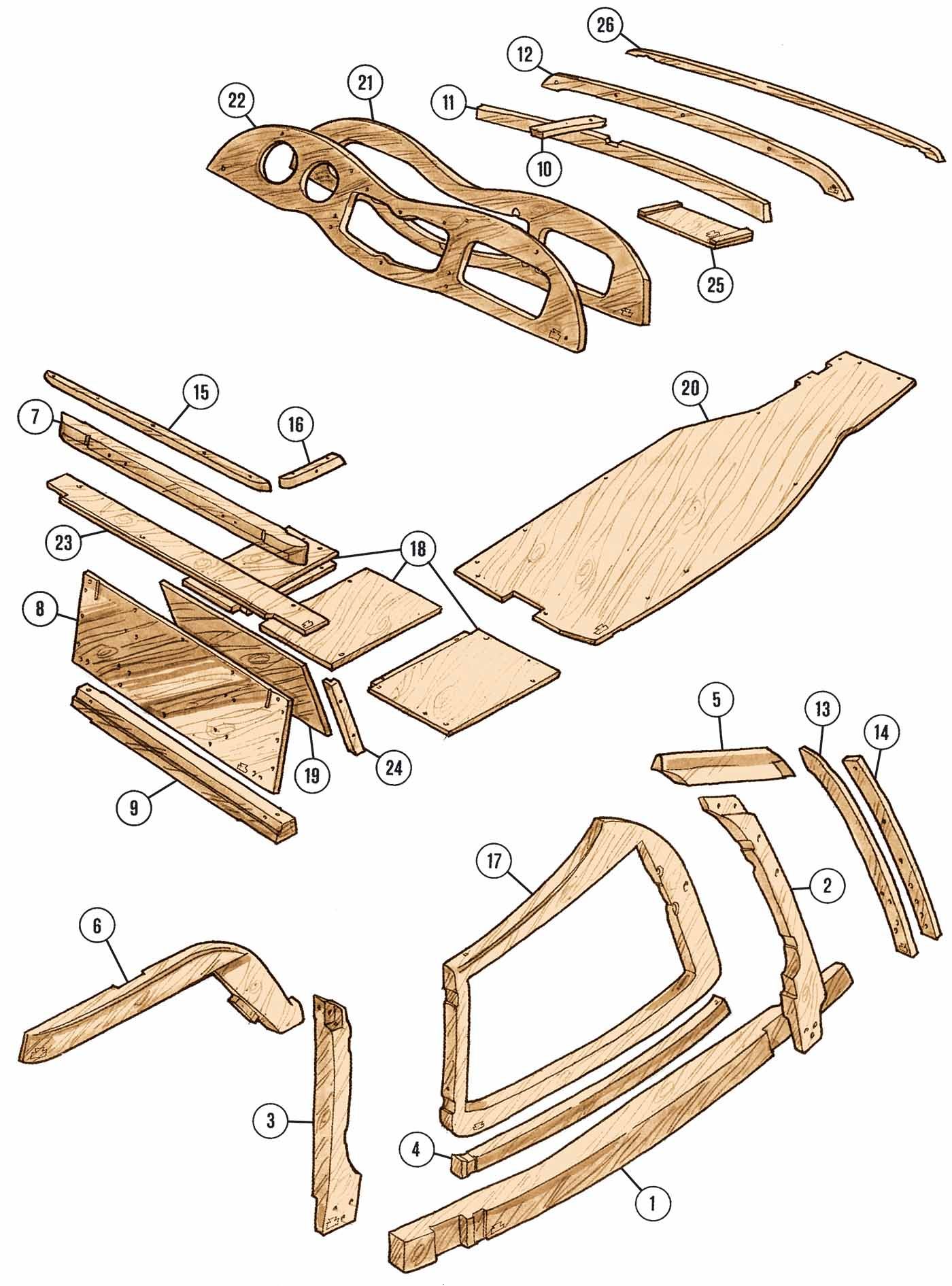 TD ash frame - Internal panels - Body & Chassis - MGTD-TF 1949-1955