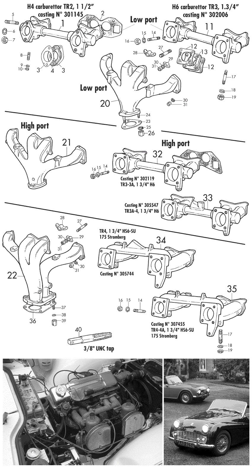 Manifolds - External engine - Engine - Triumph TR2-3-3A-4-4A 1953-1967