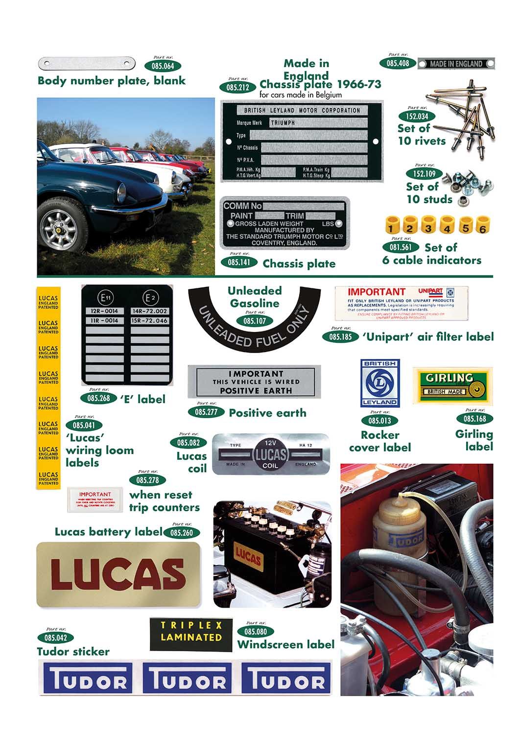 Plates & stickers - Decals & badges - Body & Chassis - Triumph GT6 MKI ...