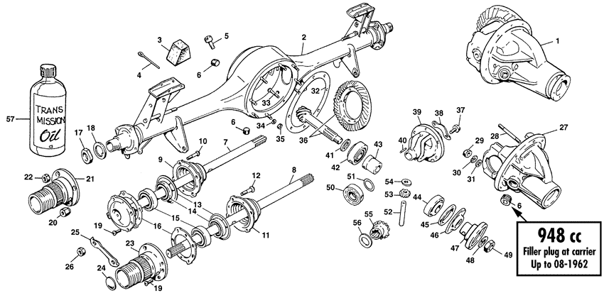 Rear axle & differential - Differential & rear axle - Gearbox, clutch ...