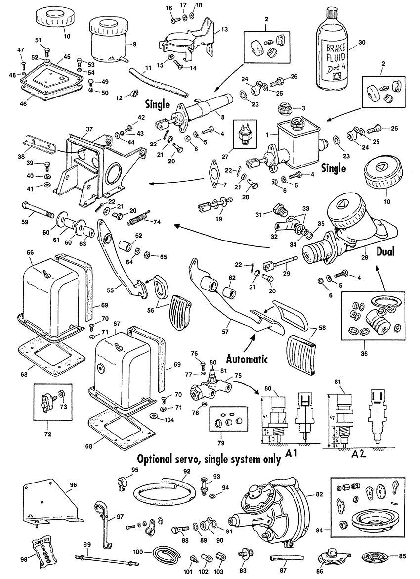 Master brake Eur - Master cylinder & servo - Brake system - MGB 1962-1980