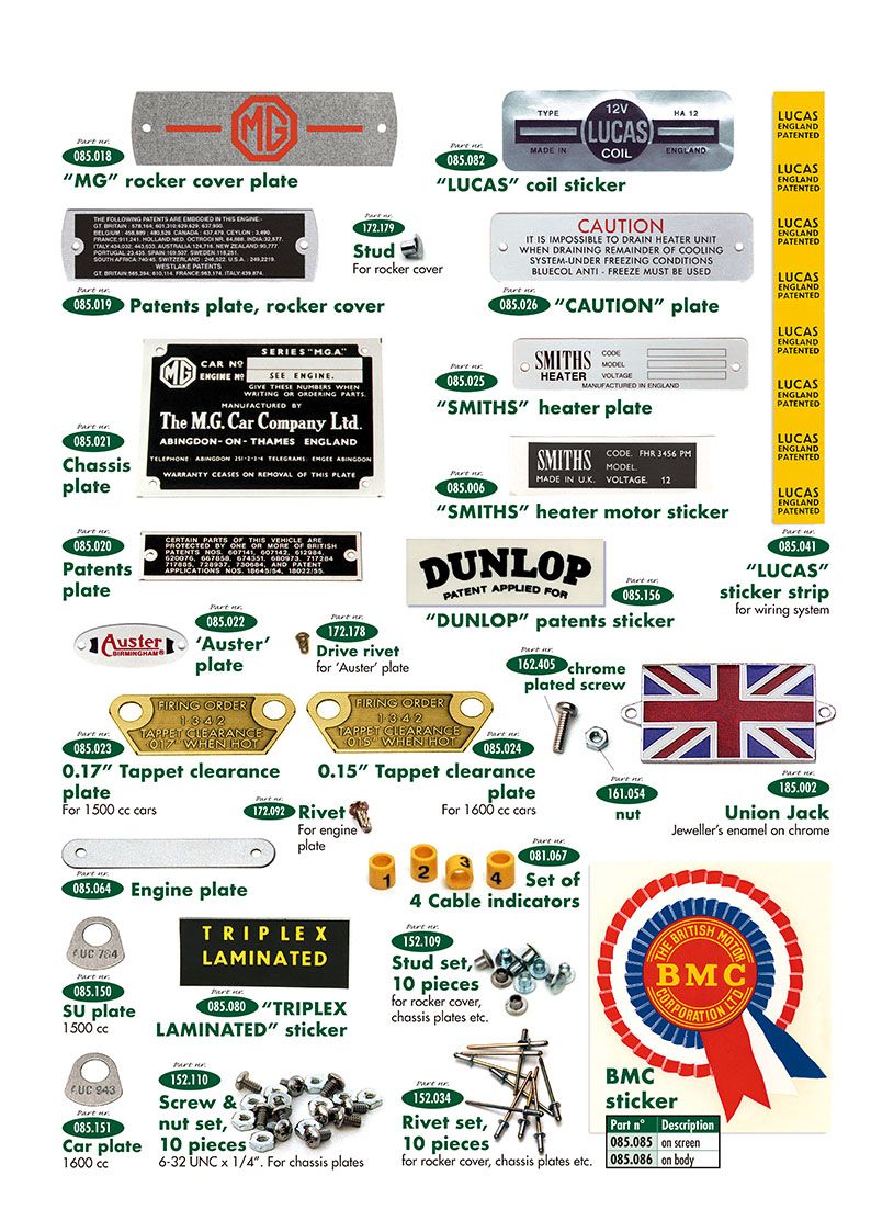 ID plates & stickers - Identification plates - Body & Chassis - MGA ...