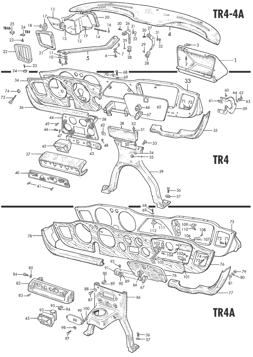 TR4 dash, glove box & vents - Dashboards & components - Interior ...